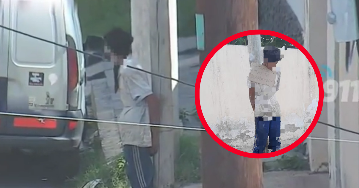 Atraparon a supuesto ladrón, lo amarraron en un poste de la calle y le ...