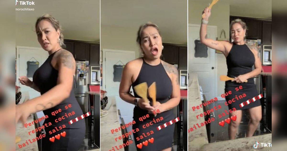 TikTok viral: Mujer peruana causa sensación al bailar al ritmo de salsa sensual mientras cocina ...