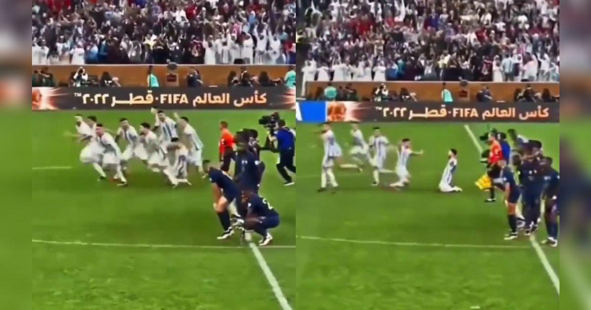 Kylian Mbappé quedó paralizado ante Lionel Messi tras el gol de Montiel en los penales de la ...