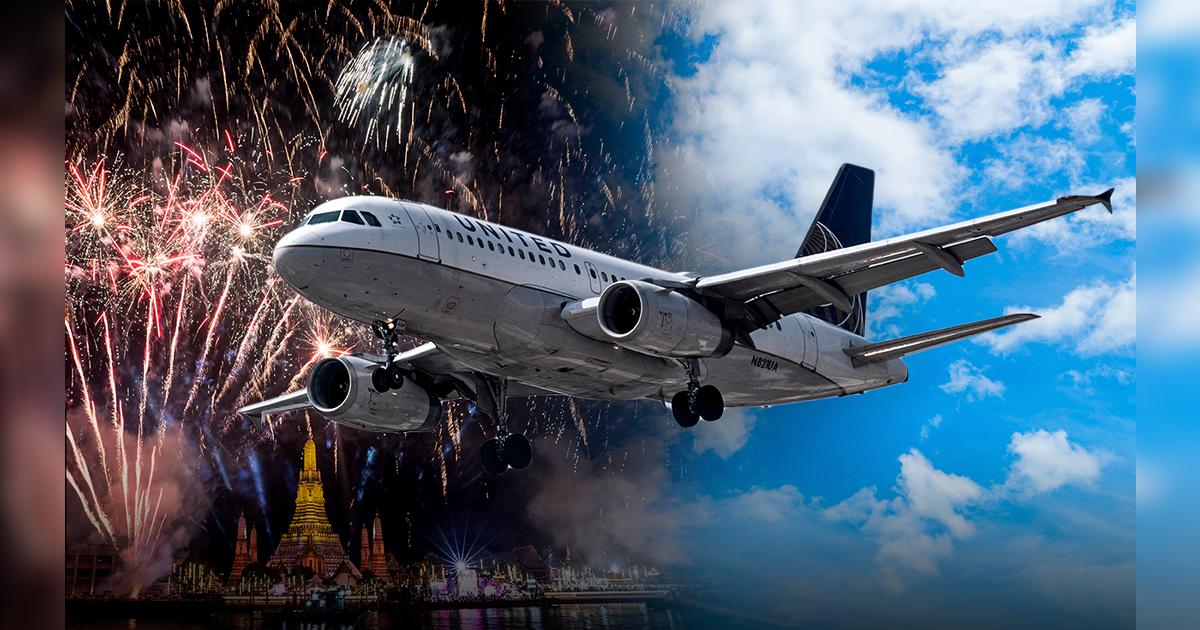 Año nuevo 2023 | Vuelo UA858 de United Airlines | Un avión despegó en ...