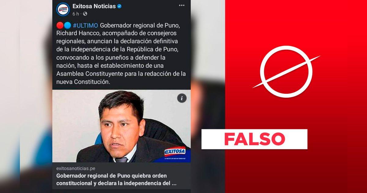 No, Exitosa no reportó que gobernador Richard Hancco declaró la ...
