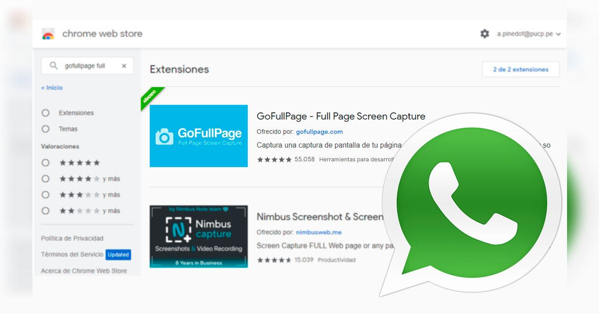 WhatsApp Web: ¿cómo tomar captura de pantalla a todo un chat ...