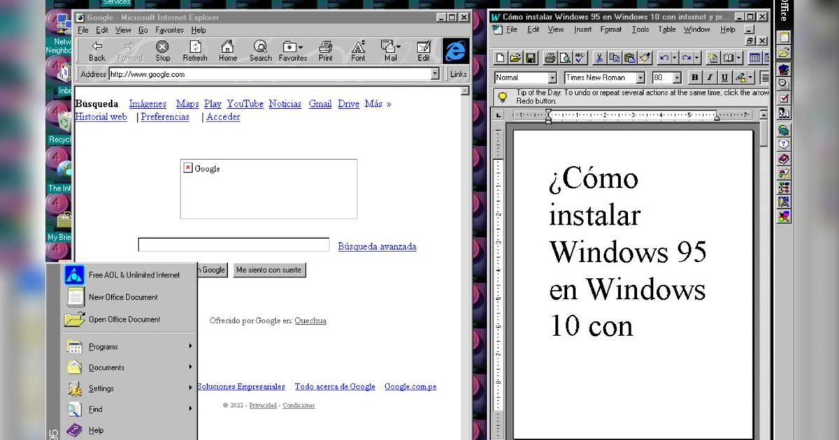 ¿Cómo instalar Windows 95 en Windows 10 y 11 con internet y programas ...