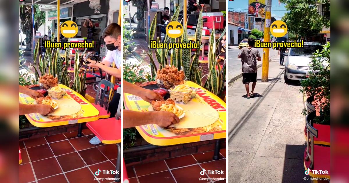 TikTok viral: Indigente roba plato de pollo frito a hombre que tomaba ...