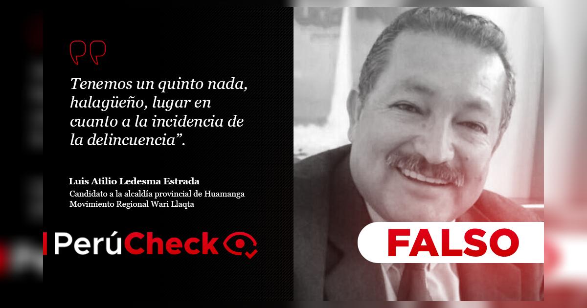 Es falso que Ayacucho sea la quinta ciudad con más incidencia delincuencial, como dijo Luis Ledesma