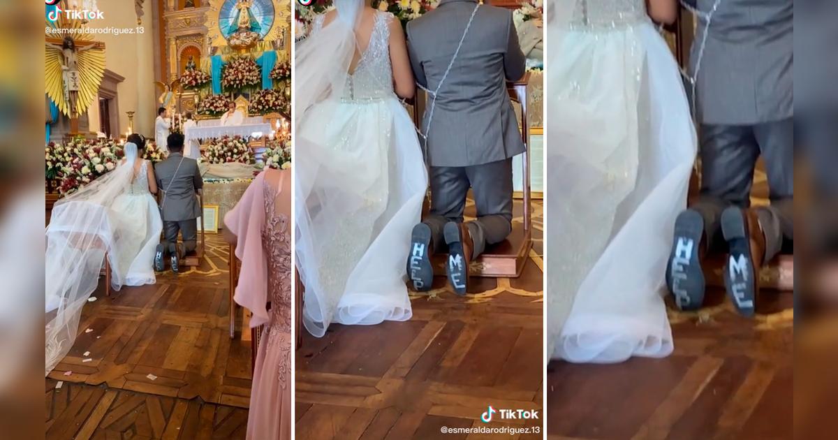 TikTok viral: novio impacta en redes por ‘mensaje subliminal’ escrito en sus zapatos el día de ...