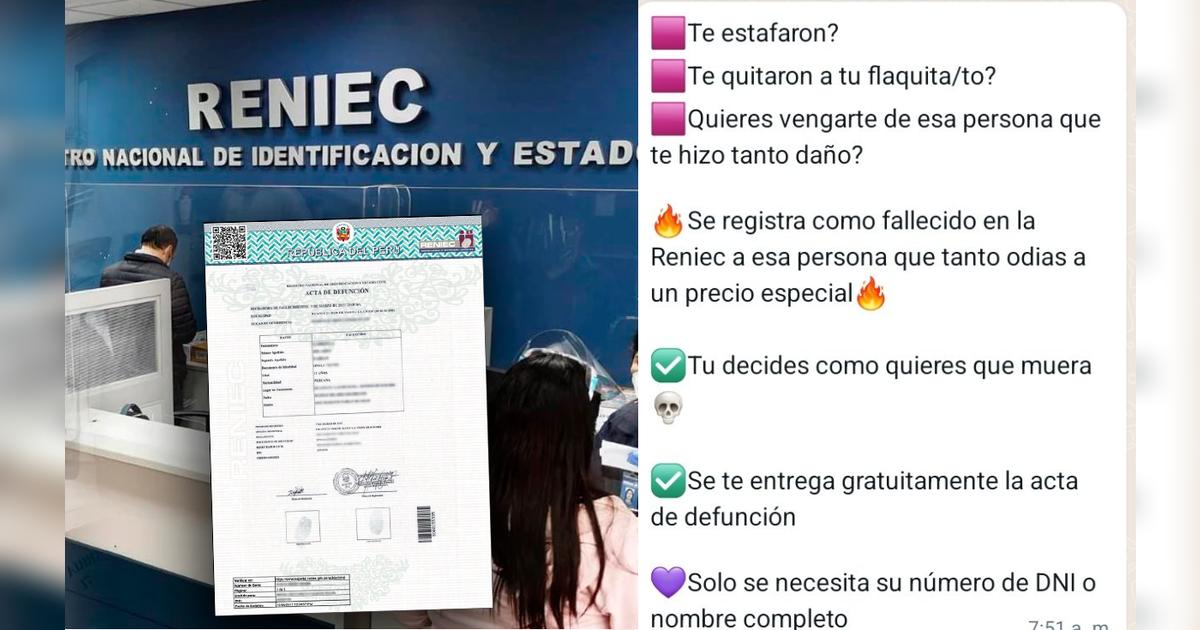 Reniec | “Tu decides como quieres que muera”: ofrecen registro como ...
