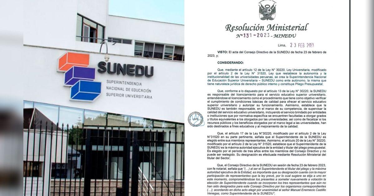 Minedu formaliza designación del nuevo superintendente de la Sunedu ...
