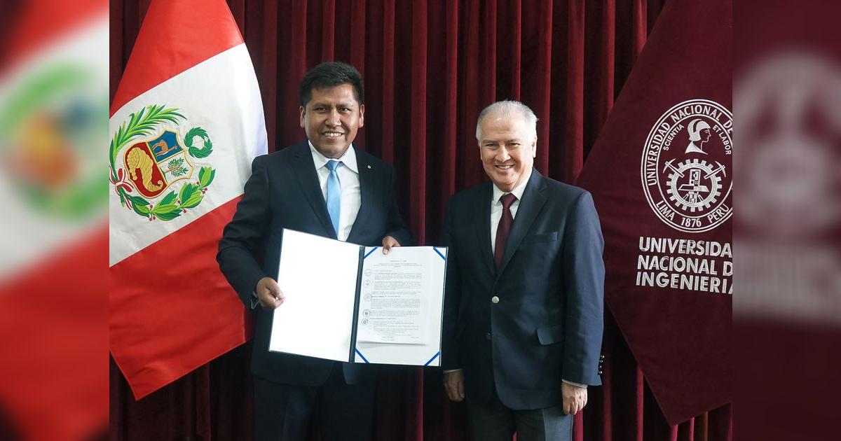 Gobernador de Puno, Richard Hancco, y rector de la UNI, Alfonso López ...