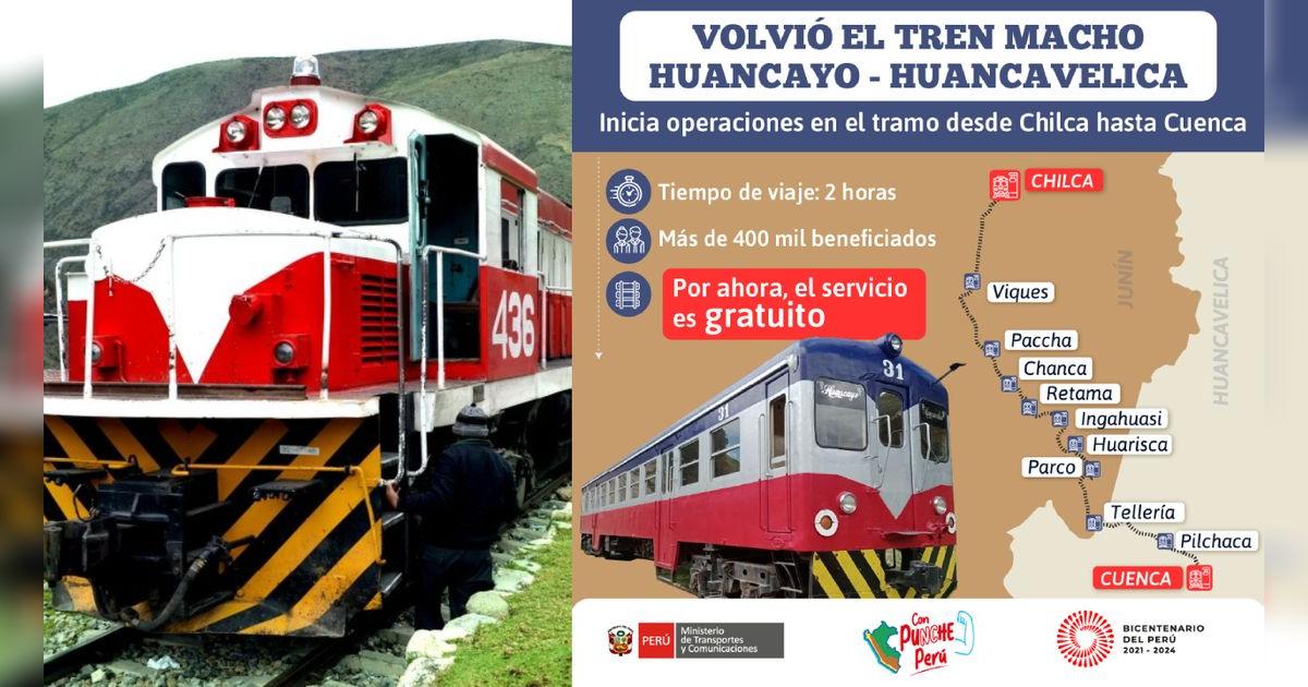 Tren Macho Huancayo-Huancavelica reinicia operaciones: ¿cuál es la ruta ...