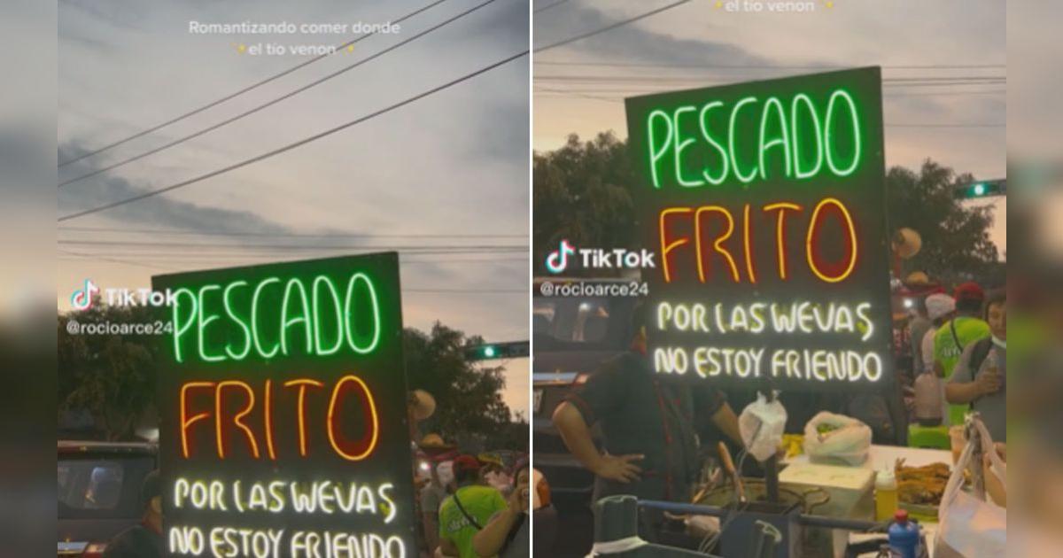 TikTok viral | Vendedor ambulante de pescado frito usa singular cartel ...
