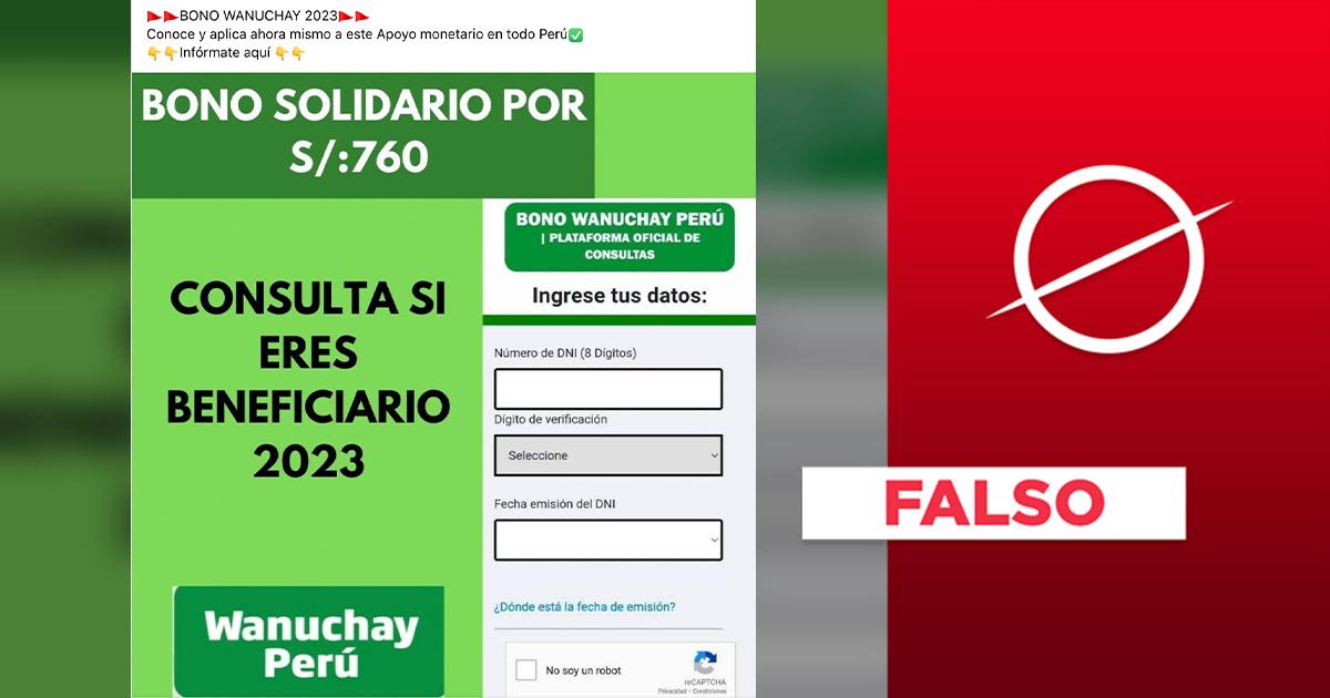 Midagri no está repartiendo un "Bono Wanuchay 2023" y "Bono Solidario S/ 760"