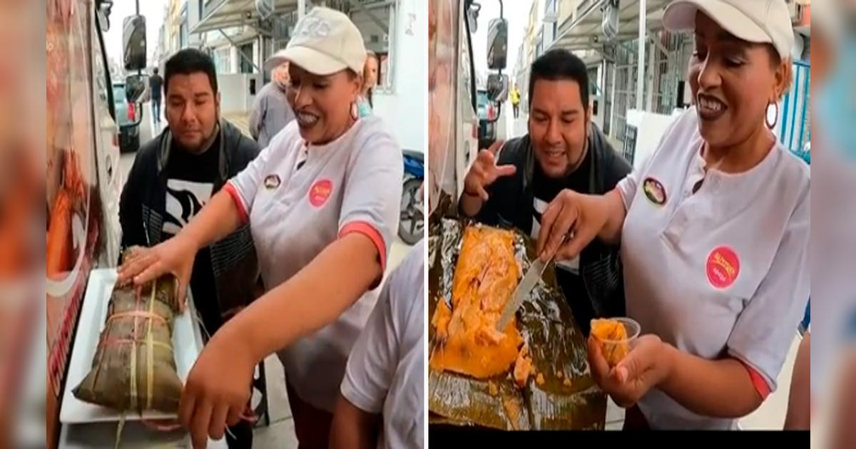 TikTok viral | Emprendedora peruana prepara tamales XXL y usuarios reaccionan: “Es un tamalón ...
