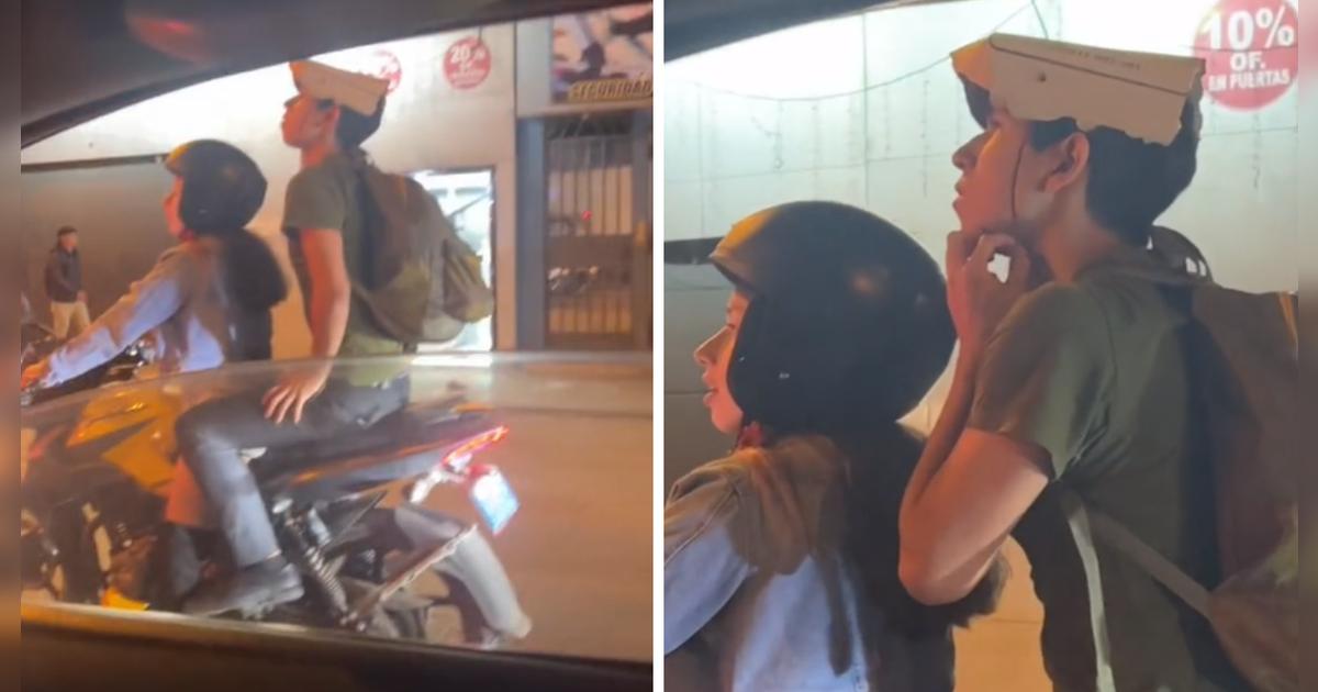TikTok viral | Joven peruano utiliza singular casco para trasladarse en ...
