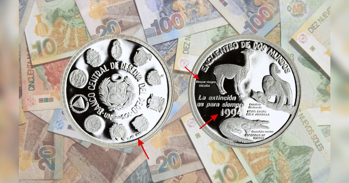 ¿Cómo es la moneda de 1 nuevo sol de 1994 que está valorizada en S/1. ...