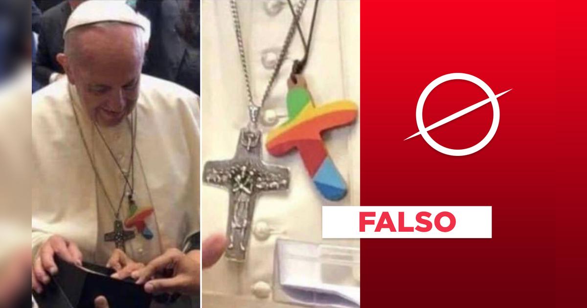 Es falso que el crucifijo multicolor que porta el papa Francisco sea ...