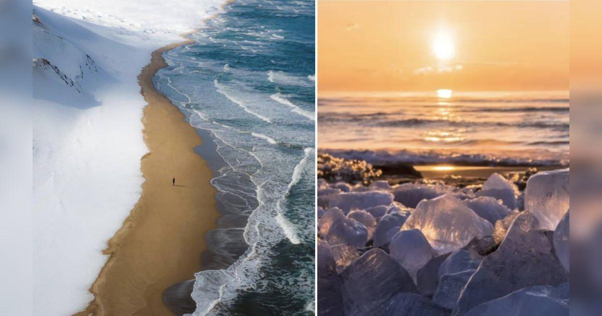La increíble playa donde se unen el mar, arena y nieve: ¿dónde queda ...