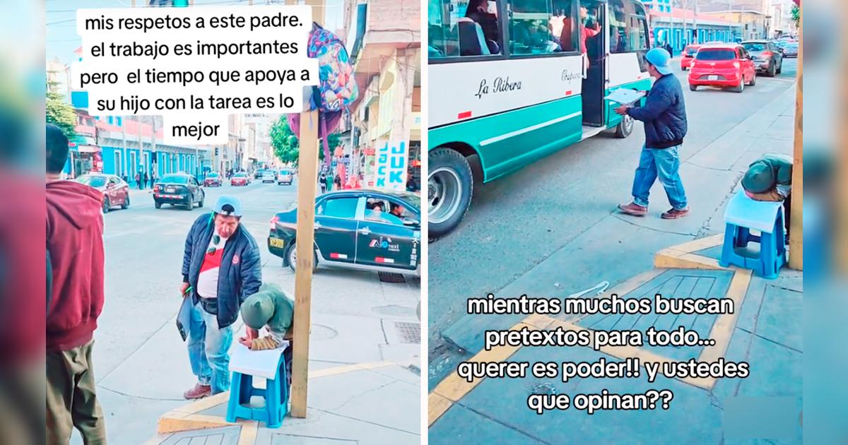 Perú | Padre supervisa que su hijo realice bien la tarea mientras ...