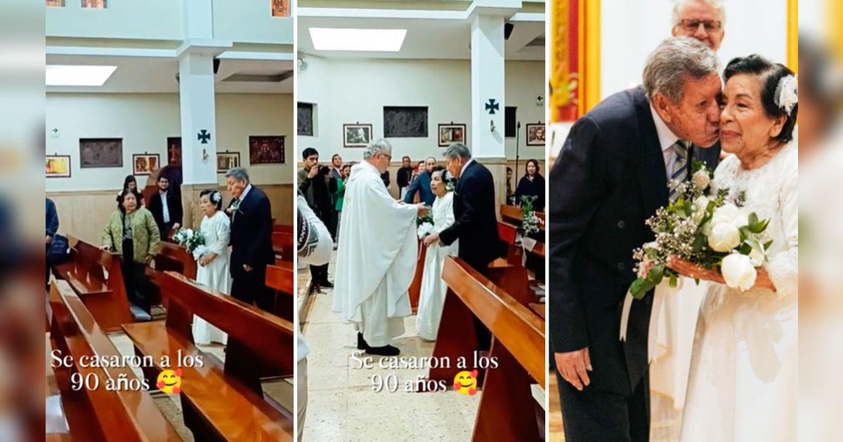 Adultos mayores conmueven al casarse a los 90 años y usuarios bromean ...