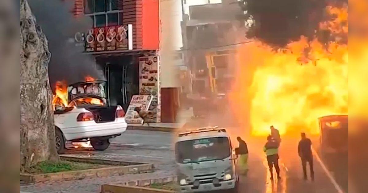 Chancay: Auto explota en plena Plaza de Armas de la ciudad y desata el ...