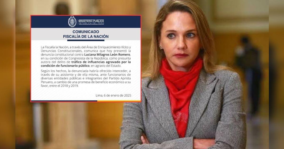 Fiscalía formaliza denuncia constitucional contra excongresista Luciana ...