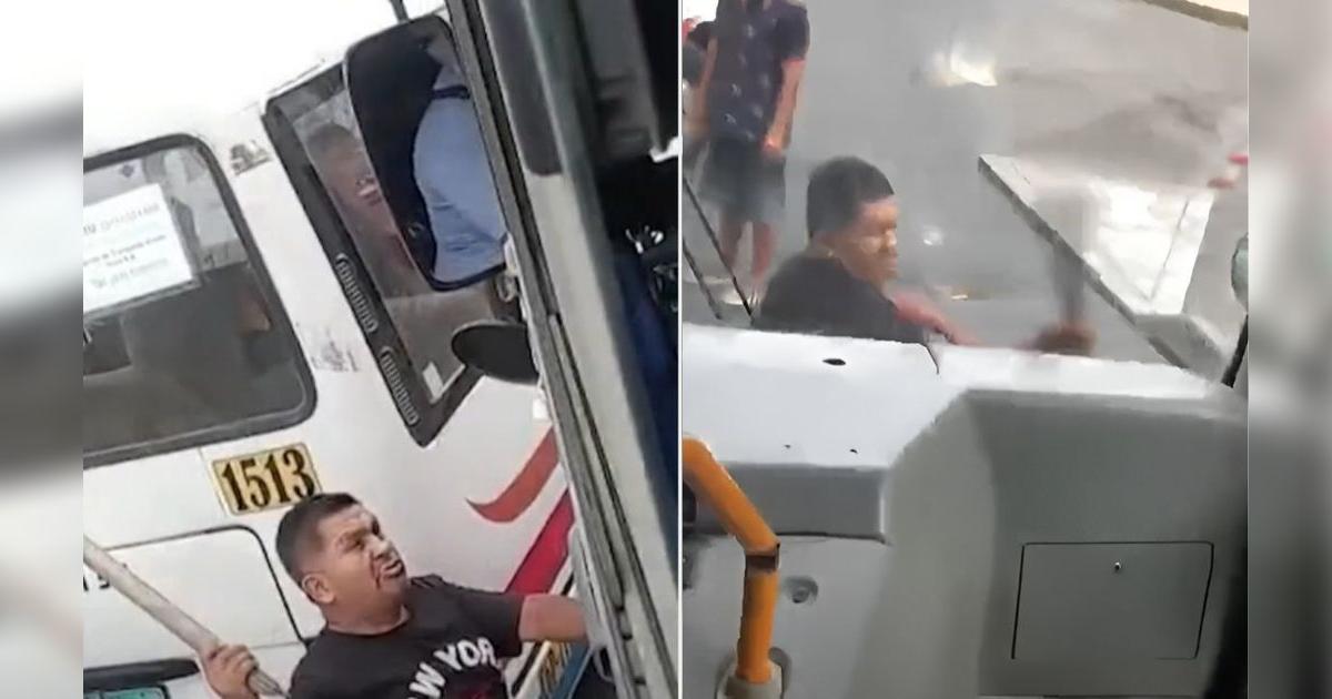 Chofer de una cúster amenaza a otro conductor de bus y le rompe sus ...