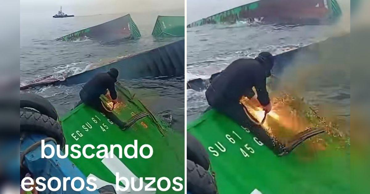 Buzo es captado cortando contenedor en el mar del Callao y redes ...
