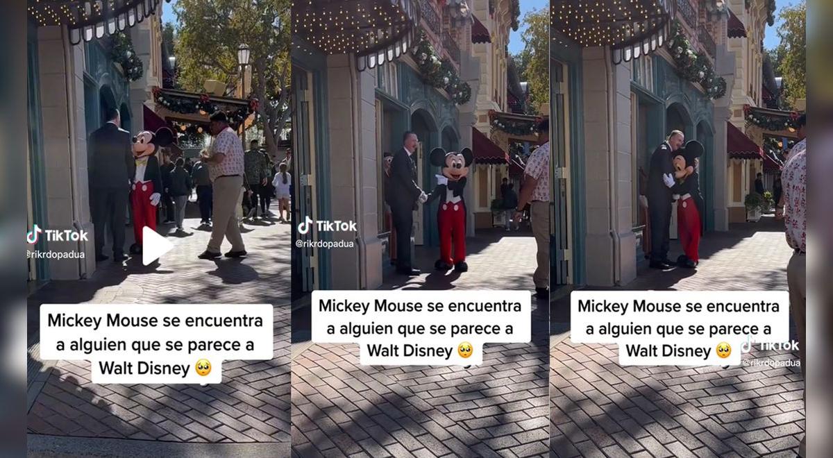 TikTok viral: ‘Mickey Mouse’ se encuentra con hombre parecido a Walt Disney y tiene emotiva ...