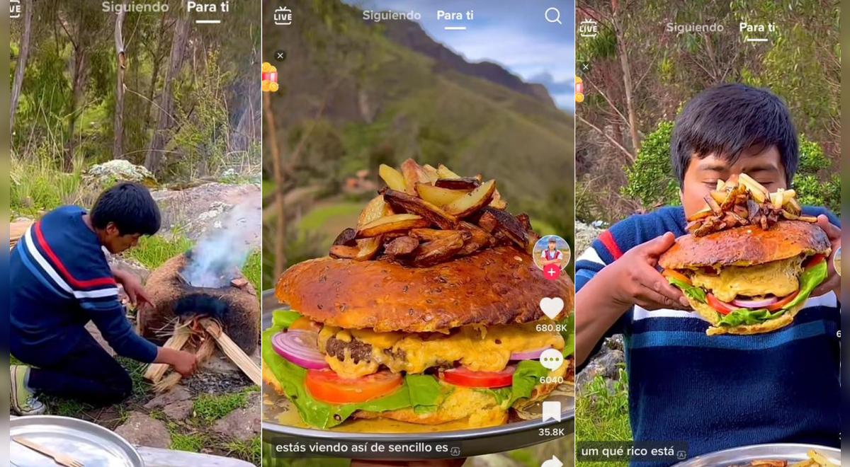 "Qué riquito está": preparación de hamburguesa gigante sorprende a millones y se vuelve viral ...