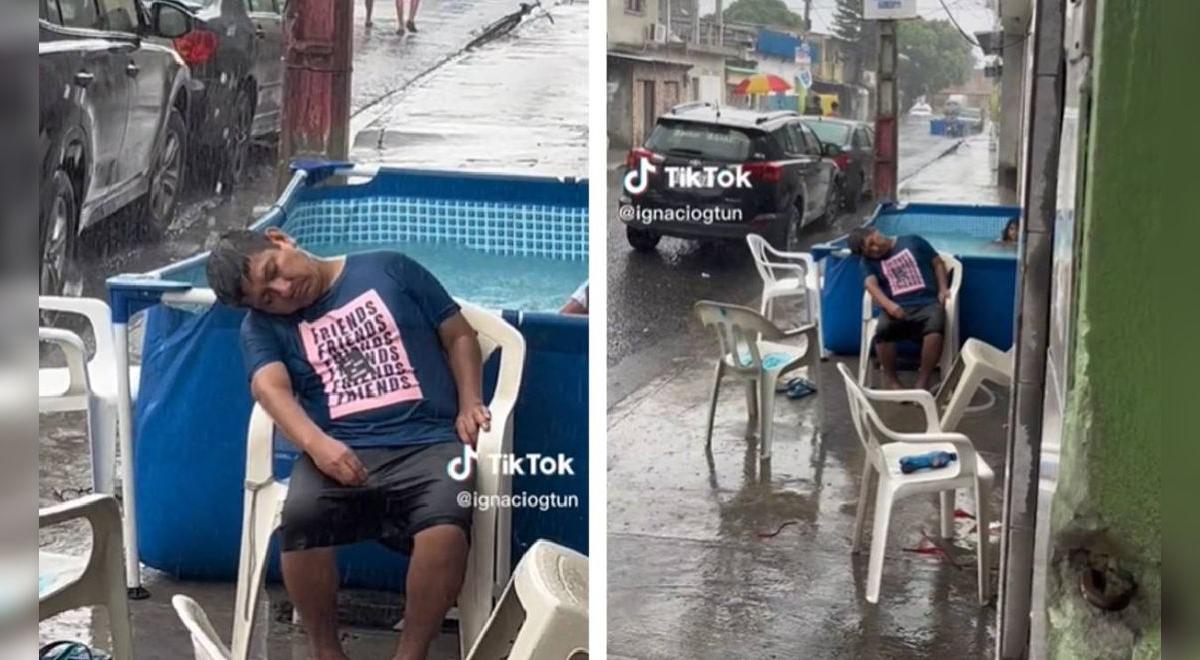 TikTok viral: Hombre sorprende al tomar una siesta pese a la intensa lluvia y usuarios quedan en ...