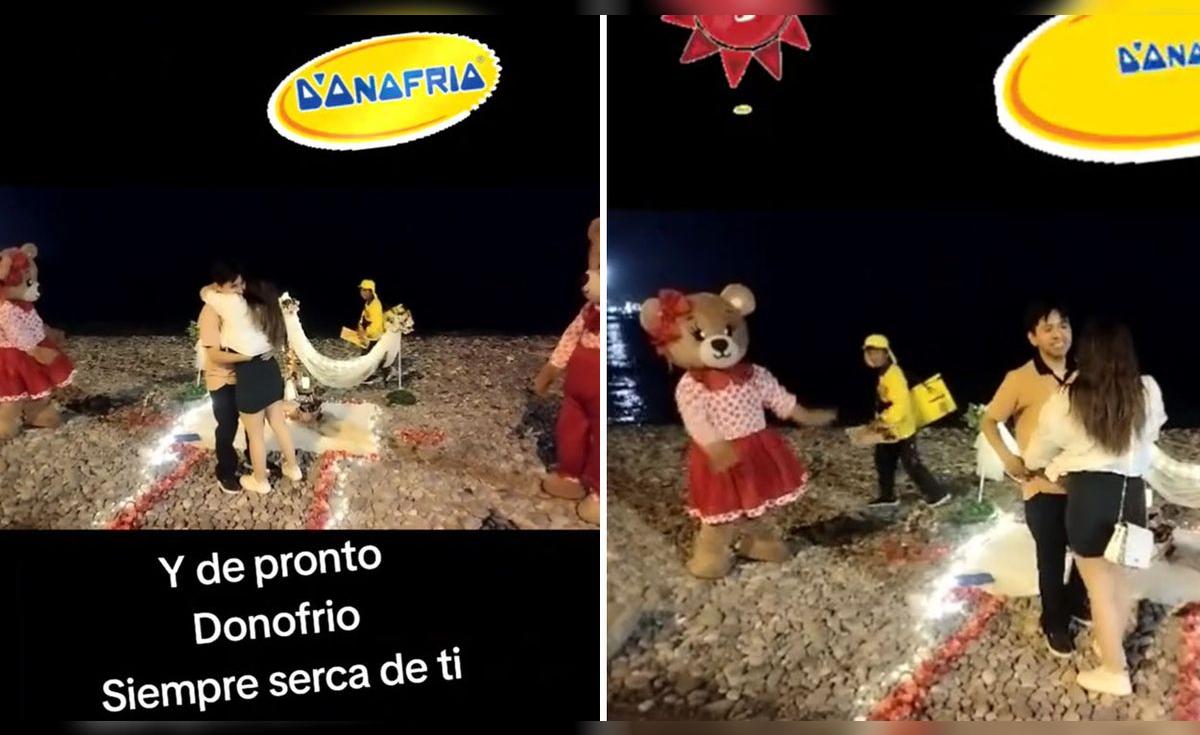 Heladero aparece en plena pedido de mano en la playa y usuarios bromean ...