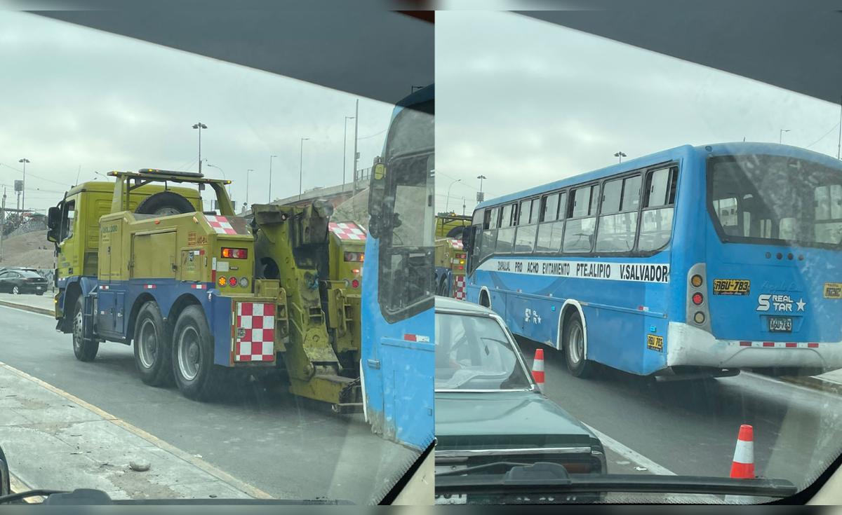 Intenso tráfico en Vía de Evitamiento de norte a sur: bus se malogró e ...