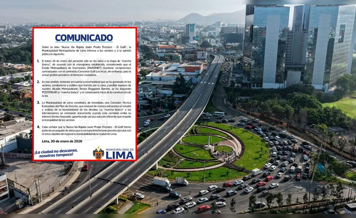 Municipalidad de Lima suspende obras en la Nueva Vía Rápida Javier ...