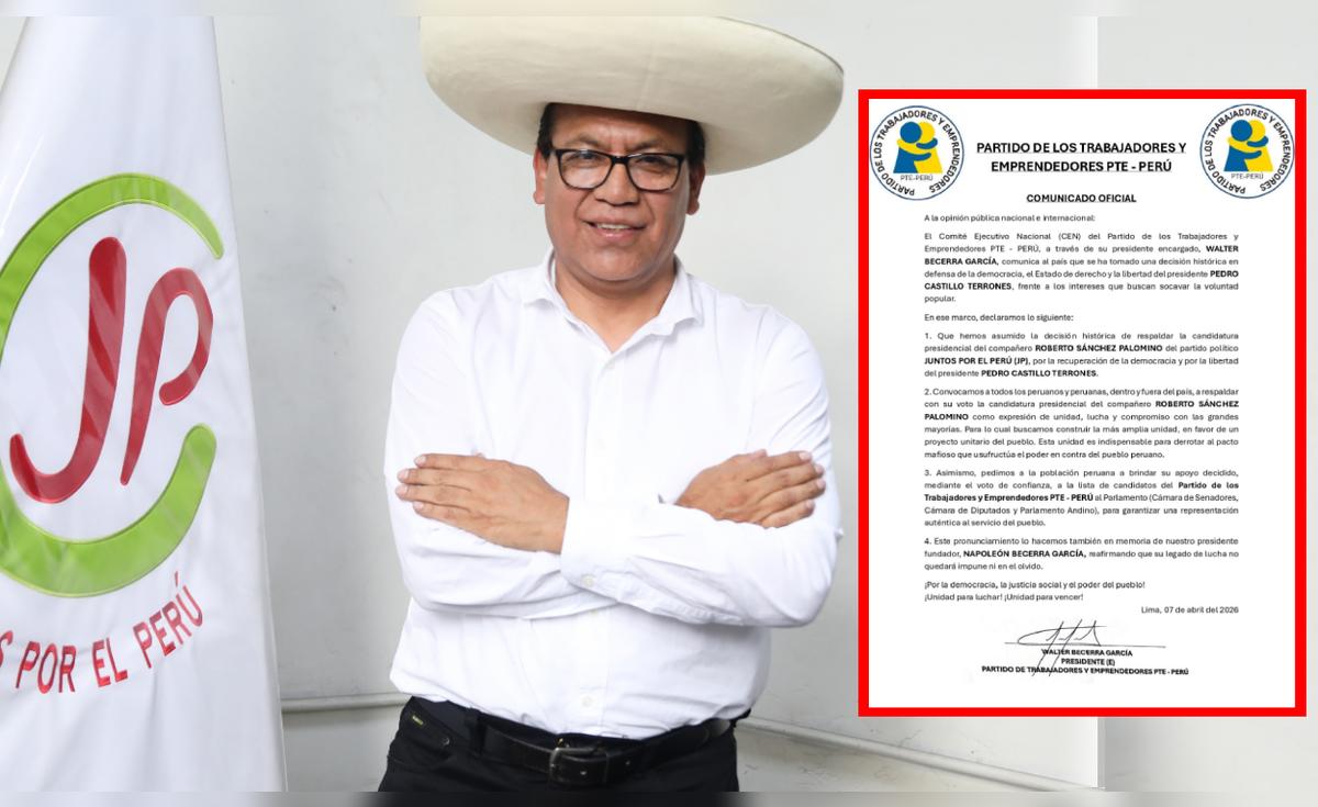 PTE Perú anuncia respaldo a Roberto Sánchez de Juntos por el Perú a 5 ...