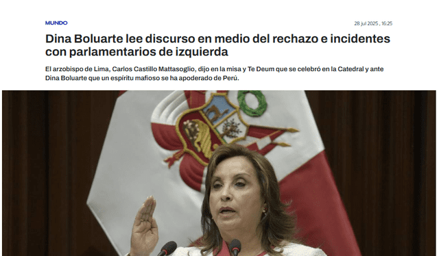 Así informaron los medios internacionales sobre el último mensaje a la nación de Dina Boluarte ...