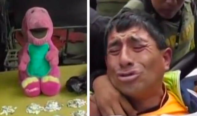 Delincuente llora al incautarle peluche de ‘Barney’ donde escondía ...