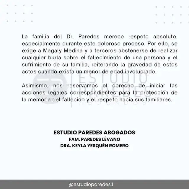 Familia del abogado de Iván Paredes demandaría a Magaly Medina por ...