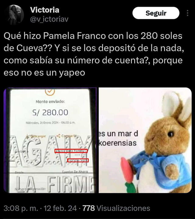 Pamela Franco: usuarios reaccionan y hacen memes por "yapeo" de S/280 ...